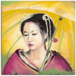 Artland Leinwandbild &raquo;Geisha&laquo; Frau 1 Stk. tlg. auf Holzrahmen gespannt gelb Leinwand