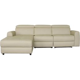Home Affaire Ecksofa &raquo;Sentrano, L-Form,&laquo; 275 cm, man. o. elektr. Relaxfunktion und USB/Kopfverstellung beige NaturLEDER /Kunstleder (Das Leder hat 