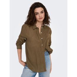 Only Damen Only Longbluse &raquo;ONLTOKYO L/S LINEN BLEND SHIRT&laquo; mit Leinen braun M