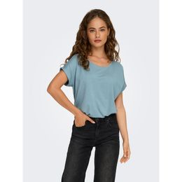 Only Damen Only T-Shirt &raquo;ONLMOSTER &ndash; Kurzarmshirt mit Aufschlag und klassischem Look&laquo; unifarben, casual, regular fit, Viskosemischung, Rundhals blau 