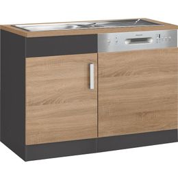 KOCHSTATION Sp&uuml;lenschrank &raquo;KS-Gera&laquo; Breite 110 cm grau Holzwerkstoff