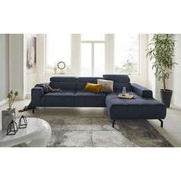 DOMO collection Ecksofa &raquo;Cunelli tolle Sitzn&auml;hte als Designelement, fester Sitzkomfort, L-Form&laquo; wahlweise mit 6-fach verstellbarer Kopfteilverstellung
