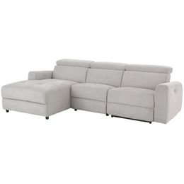 Home Affaire Ecksofa &raquo;Sentrano, L-Form,&laquo; 275 cm, man. o. elektr. Relaxfunktion und USB/Kopfverstellung grau NaturLEDER /Kunstleder (Das Leder hat eine