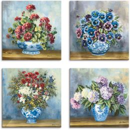 Artland Leinwandbild &raquo;Blumen Bouqets&laquo; Blumen 4 Stk. tlg. 4er Set, verschiedene Gr&ouml;&szlig;en blau Leinwand, MDF