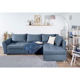 Collection AB Ecksofa &raquo;JANA XL-Sofa L-Form&laquo; inkl. Bettfunktion, Bettkasten und Bonnelfederkern blau 100%Polyester