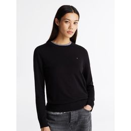 Tommy Hilfiger Damen Rundhalspullover &raquo;CO JERSEY STITCH LS C-NK SWT&laquo; mit Logostickerei schwarz XS (34)