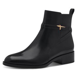 Tamaris Damen Stiefelette , Blockabsatz, Businessschuh, Ankleboots mit T-Logoverszierung schwarz 38