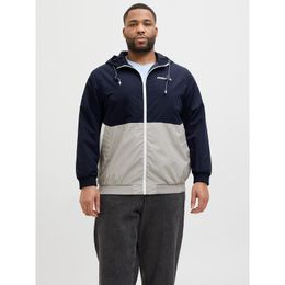 Jack & Jones PlusSize Jack & Jones Plussize Herren Jack & Jones PlusSize Bomberjacke &raquo;JJERUSH HOOD BOMBER NOOS PLS&laquo; mit Kapuze mit Logo Schriftzug wei&szlig; 3XL