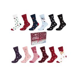 Fun Socks Damen Adventskalender &raquo;Motifs&laquo; Es liegt keine Altersempfehlung vor mit Weihnachtsmotiven, elastischer Bund Blacklist
