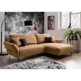 Home Affaire Ecksofa &raquo;Amarena L-Form&laquo; inklusive Armlehnenverstellfunktion, 4x Zierkissen gratis gelb 100% Polyester