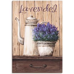 Artland Leinwandbild &raquo;Lavendel&laquo; Vasen & T&ouml;pfe 1 Stk. tlg. auf Holzrahmen gespannt beige Leinwand