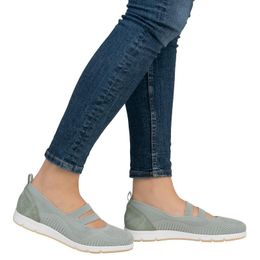 Rieker Damen Riemchenballerina , Schlupfschuh, Halbschuh, Slip-on Sneaker mit Gummizug gr&uuml;n 40