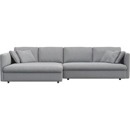 FLEXLUX Ecksofa &raquo;Lovane&laquo; Weich & anschmiegsam, gro&szlig;e Sitztiefe auf Kaltschaum, Dekokissen inkl. grau 100% Polyester