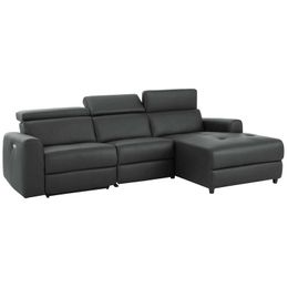Home Affaire Ecksofa &raquo;Sentrano, L-Form,&laquo; 275 cm, man. o. elektr. Relaxfunktion und USB/Kopfverstellung grau NaturLEDER /Kunstleder (Das Leder hat eine