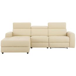 Home Affaire Ecksofa &raquo;Sentrano, L-Form,&laquo; 275 cm, man. o. elektr. Relaxfunktion und USB/Kopfverstellung beige NaturLEDER /Kunstleder (Das Leder hat 