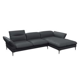 FLEXLUX Ecksofa &raquo;Salino, Funktionssofa mit Recamiere, Relaxsofa, Ecksofa&laquo; Sofa mit Arm- und Kopfteil-Verstellungen, Kaltschaum & Stahl-Wellen schwarz