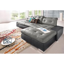 Sit & More sit&more Ecksofa &raquo;Palomino L-Form&laquo; wahlweise XL oder XXL und mit Bettfunktion schwarz Kunstleder SOFTLUX /Struktur (100% Polyester);Kunstleder SOFTLUX
