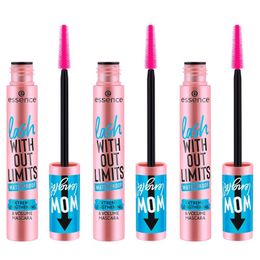 Essence Damen Mascara &raquo;lash WITHOUT LIMITS WATERPROOF EXTREME LENGTHENING & VOLUME MASCARA&laquo; 3-tlg., Wasserfest, hohe Deckkraft schwarz
