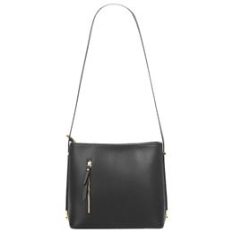 CLUTY Damen Henkeltasche echt Leder, Made in Italy schwarz
