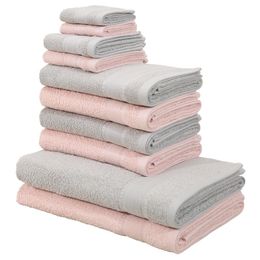 OTTO home Handtuch Set &raquo;Afri, Duscht&uuml;cher, Handt&uuml;cher, G&auml;stet&uuml;cher, Seift&uuml;cher&laquo; Set Walkfrottee zweifarbig, 100% Baumwolle, weich, mit Bord&uuml;re rosa 
