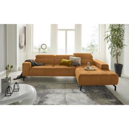 DOMO collection Ecksofa &raquo;Cunelli tolle Sitzn&auml;hte als Designelement, fester Sitzkomfort, L-Form&laquo; wahlweise mit 6-fach verstellbarer Kopfteilverstellung