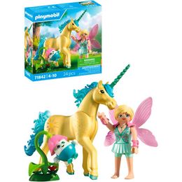 Playmobil Konstruktions-Spielset &raquo;Sammeleinhorn, Sonnenscheinbl&uuml;te mit Fee (71842), Princess Magic&laquo; bunt Konstruktions-Spielset