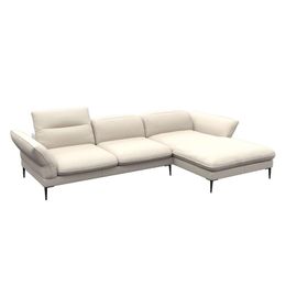 FLEXLUX Ecksofa &raquo;Salino, Funktionssofa mit Recamiere, Relaxsofa, Ecksofa&laquo; Sofa mit Arm- und Kopfteil-Verstellungen, Kaltschaum & Stahl-Wellen wei&szlig;