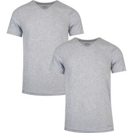 Fila Herren V-Shirt 2er Pack, mit kurzen &Auml;rmeln und V-Ausschnitt, Cotton-Mix grau XXL