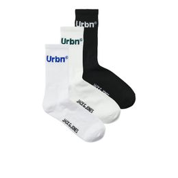Jack & Jones Jack & Jones Herren Freizeitsocken &raquo;JACURBN TENNIS SOCKS 3 PACK SN&laquo; Packung, 3 Stk. tlg. mit Schriftzug schwarz Einheitsgr&ouml;&szlig;e