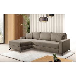 exxpo - sofa fashion Ecksofa &raquo;Quattro schlicht & zeitlos, bequem, L-Form, B/T: 247/162 cm&laquo; wahlw. Bettfunktion, Bettkasten. Bezug komplett Webvelours 