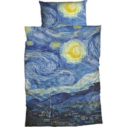 Goebel Bettw&auml;sche &raquo;Starry Night&laquo; 2 Stk. geniales Design von Vincent van Gogh blau Satin, Obermaterial: 100% Baumwolle