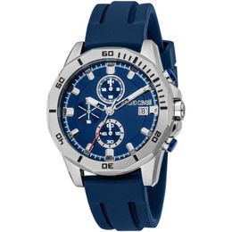 Roberto Cavalli Herren Roberto Cavalli Chronograph &raquo;Uomo Sport III&laquo; Quarzuhr, Armbanduhr, Herrenuhr, Silikonarmband, analog, Tag blau