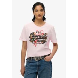 Superdry Damen Kurzarmshirt &raquo;VL TOKYO RELAXED TEE&laquo; rosa M