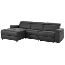 Home Affaire Ecksofa &raquo;Sentrano, L-Form,&laquo; 275 cm, man. o. elektr. Relaxfunktion und USB/Kopfverstellung grau NaturLEDER /Kunstleder (Das Leder hat eine