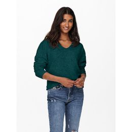 Only Damen Only V-Ausschnitt-Pullover &raquo;ONLRICA LIFE L/S V-NECK PULLO KNT NOOS&laquo; Materialmix, regular fit gr&uuml;n L
