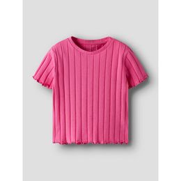 name it M&auml;dchen Kurzarmshirt &raquo;NKFNORALINA SS CROP TOP NOOS&laquo; Baumwollmischung mit Stretch, gewellte Abschl&uuml;sse rosa 116
