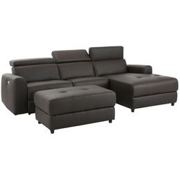 Home Affaire Ecksofa &raquo;Sentrano, L-Form,&laquo; 275 cm, man. o. elektr. Relaxfunktion und USB/Kopfverstellung braun NaturLEDER /Kunstleder (Das Leder hat 