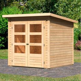 Karibu Gartenhaus &raquo;Stockach 2&laquo; anthrazit, naturbelassen oder terragrau beige Holzwerkstoff