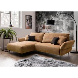 Home Affaire Ecksofa &raquo;Amarena L-Form&laquo; inklusive Armlehnenverstellfunktion, 4x Zierkissen gratis gelb 100% Polyester