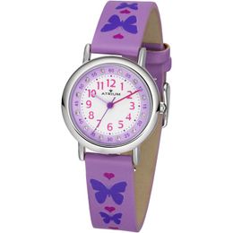 Atrium Damen Quarzuhr Armbanduhr, Kinderuhr, M&auml;dchenuhr, Lernuhr, Geschenkidee, Schulanfang lila
