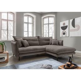 Home Affaire Ecksofa &raquo;Lazio modernes Design, bequem, schmale Armlehnen, OTTOs Choice&laquo; zwei verschiedene Fu&szlig;farben w&auml;hlbar grau 100% Polyester