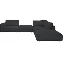 Musterring Ecksofa &raquo;LUCIA L-Form&laquo; in vielen Qualit&auml;ten und 4 verschieden N&auml;hten schwarz Flachgewebe FLORIS (100% Polyester);Flachgewebe VALMONT (60% Baumwolle/ 