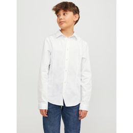 Jack & Jones Jack & Jones Junior Jungen Langarmhemd &raquo;JPRPARMA cool, elastisch, kombinierbar&laquo; Baumwollmischung, regular fit wei&szlig; 128, N-Gr