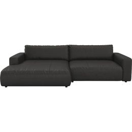 Musterring Ecksofa &raquo;LUCIA L-Form&laquo; schwarz Flachgewebe VALMONT (60% Baumwolle/40% Leinen);Leder PURO, pigmentiertes Leder;Microfaser CRONA (100% Polyester);