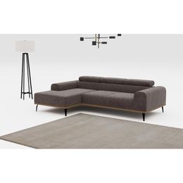 Home Affaire Ecksofa &raquo;Carlo L-Form&laquo; mit Kopfteilverstellung & Holz-Rahmenoptik, wahlweise Relaxfunktion braun