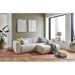 Home Affaire Ecksofa &raquo;Noord mit Kedernaht, Breite 234 cm, L-Form&laquo; Cord, Struktur, Webstoff, mit Wellenunterfederung, Massivholzrahmen beige 94% 