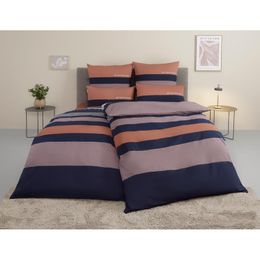 Tom Tailor HOME Bettw&auml;sche &raquo;Carl in Gr. 135x200 oder 155x220 cm&laquo; 3 Stk. mit GRATIS-Zugabe: Spannbettlaken, 100% Baumwolle, mit Rei&szlig;verschluss blau 