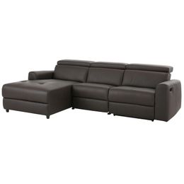 Home Affaire Ecksofa &raquo;Sentrano, L-Form,&laquo; 275 cm, man. o. elektr. Relaxfunktion und USB/Kopfverstellung braun NaturLEDER /Kunstleder (Das Leder hat 