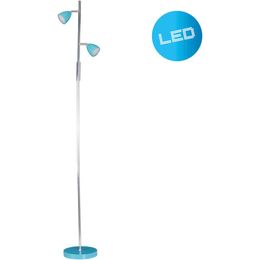 N&auml;ve n&auml;ve LED Stehlampe &raquo;Aaron&laquo; 1 Stk. Neutralwei&szlig; 2flg., h: 145cm, Schirme und Fu&szlig; in t&uuml;rkis/chrom, An/Aus-Schalter silber