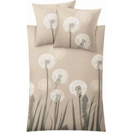 Kleine Wolke Bettw&auml;sche &raquo;Belfiore&laquo; 2 Stk. mit Pusteblumen beige Mako-Satin, Obermaterial: 100% Baumwolle